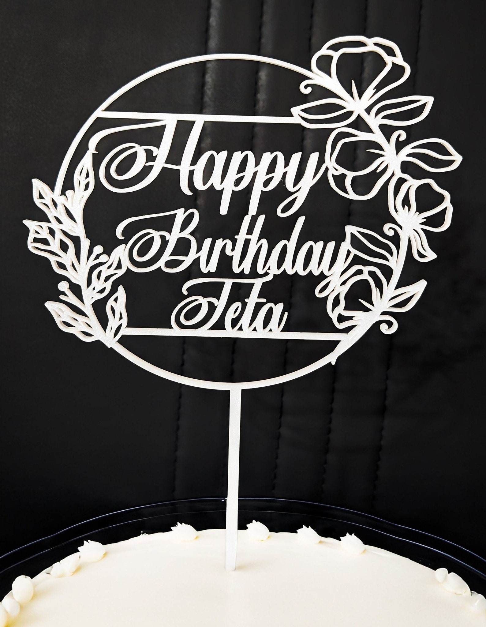 Acrylic Cake Topper, Birthday Cake Topper, Flower Cake Topper ...