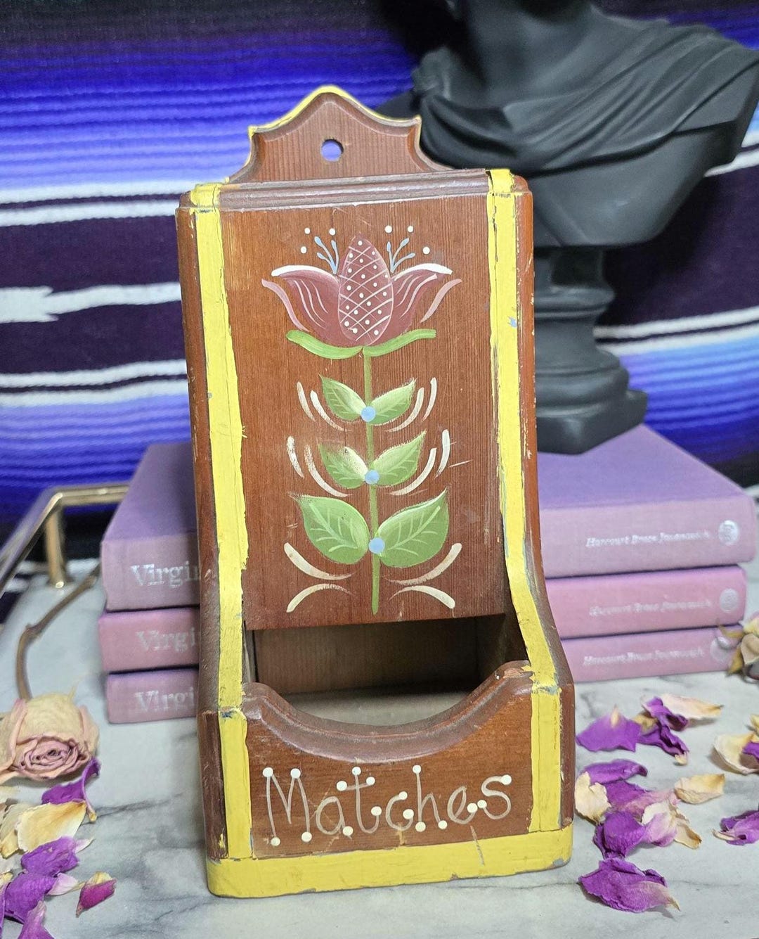 Wooden Match Box Holder Hand Painted - Etsy