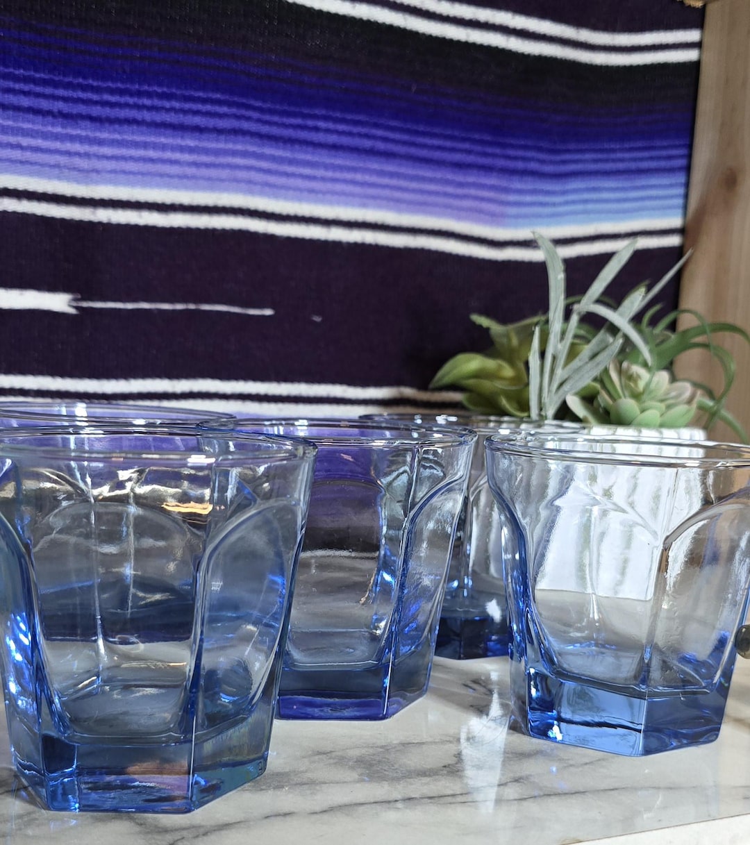 Anchor Hocking Blue Glass Tumblers - Etsy