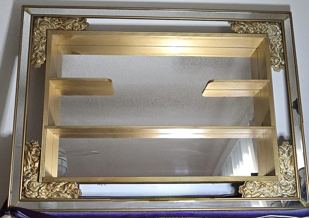 MCM Llinois Moulding Co Gold Gilt Wood Mirror Shadow Box With Shelf - Etsy