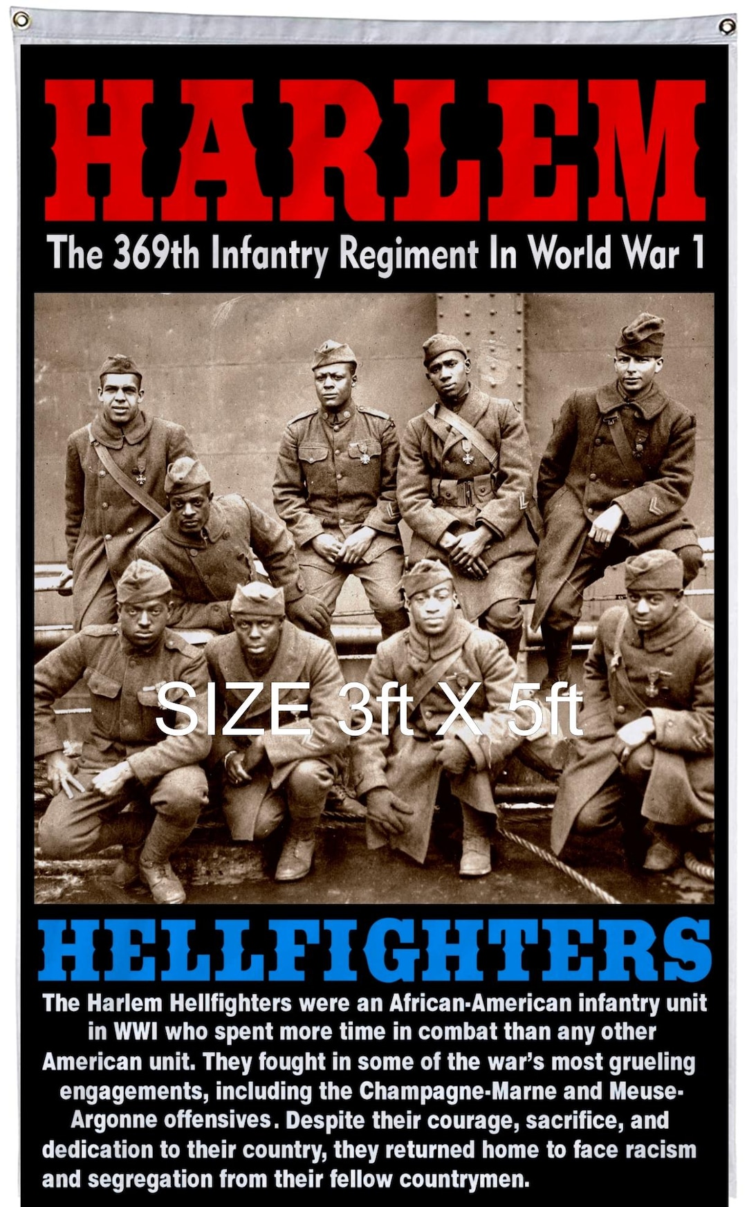 Harlem Hellfighters Flag 3 FT X 5 FT by Any Means Necessary Black ...