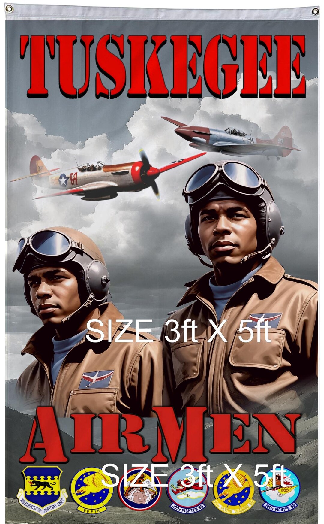 Tuskegee Airmen Pilots Flag 3 FT X 5 FT Black America Juneteenth Gifts ...