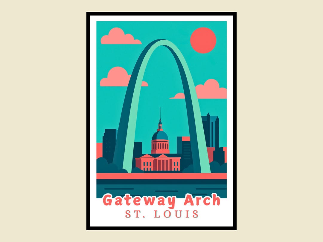 St Louis Framed Poster, Gateway Arch Art Print, Travel Poster, Missouri ...