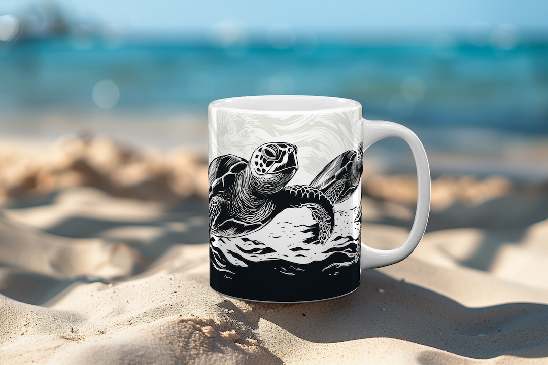 Sea Turtle Mug - Hawaiian Green Sea Turtles Coffee Cup - Honu Tropical ...