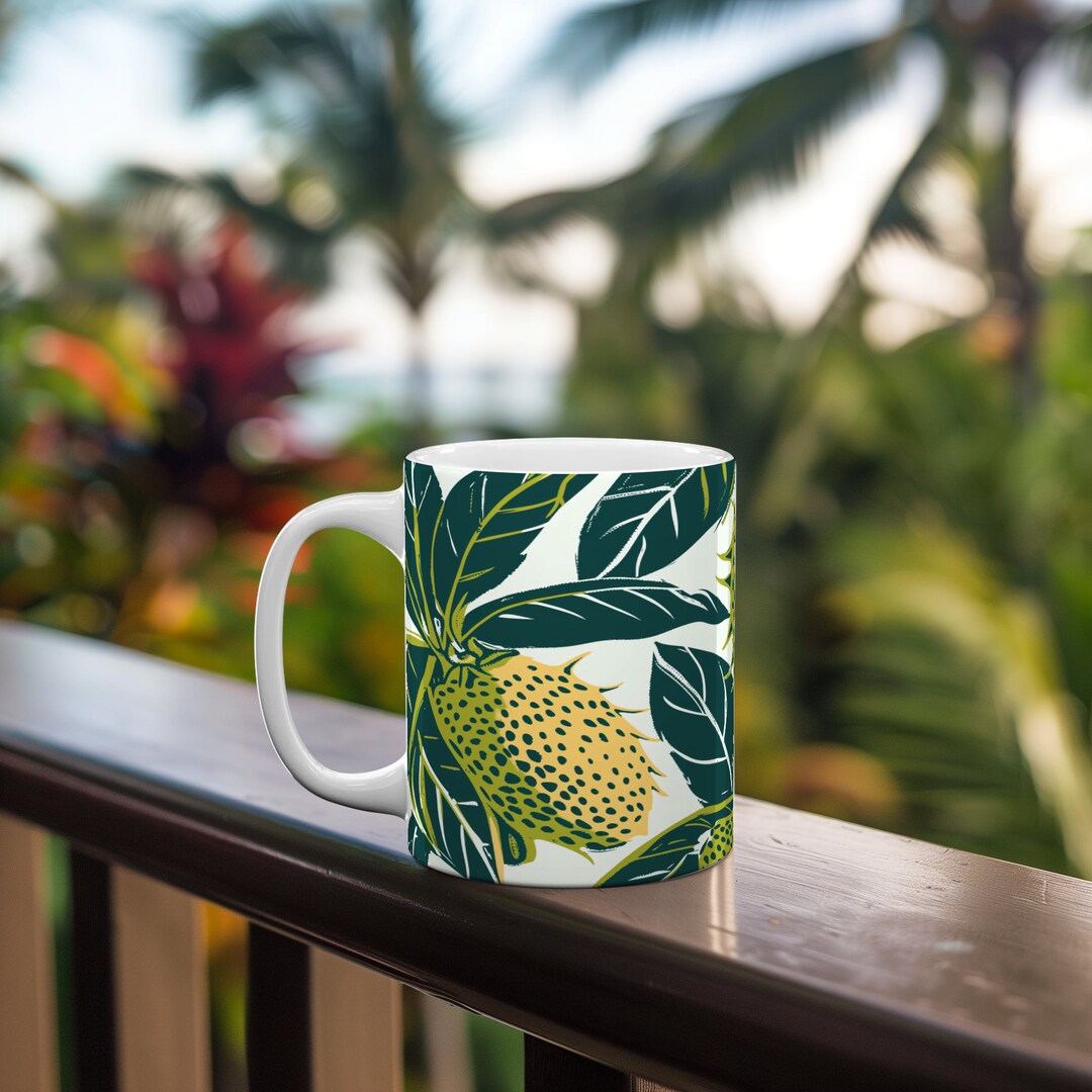 Soursop Illustrated Mug - Tropical Fruit Art Coffee Cup - Unique ...