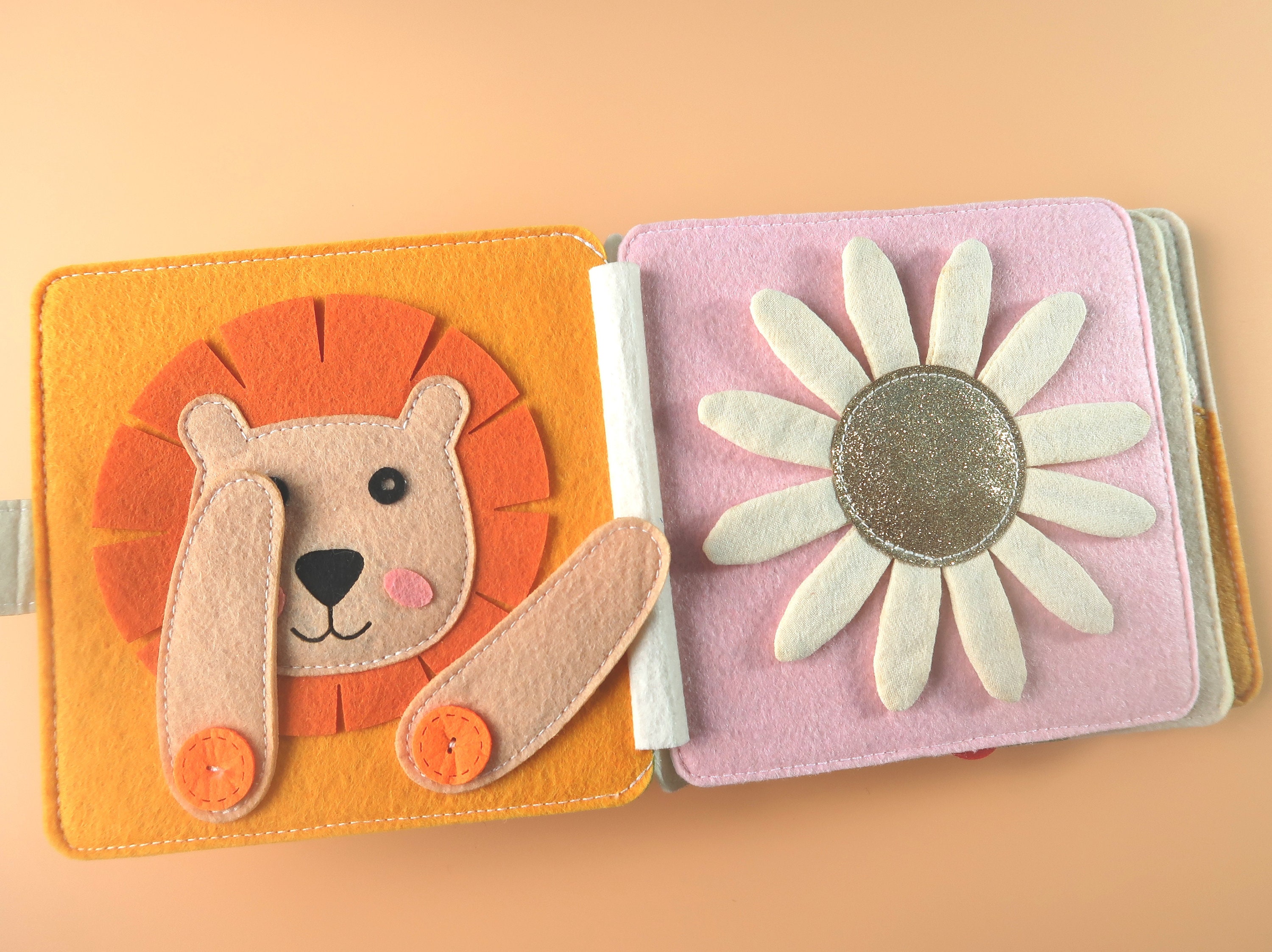 Personalized Handmade Mini Quiet Book, Brown Bear Book, Educational ...