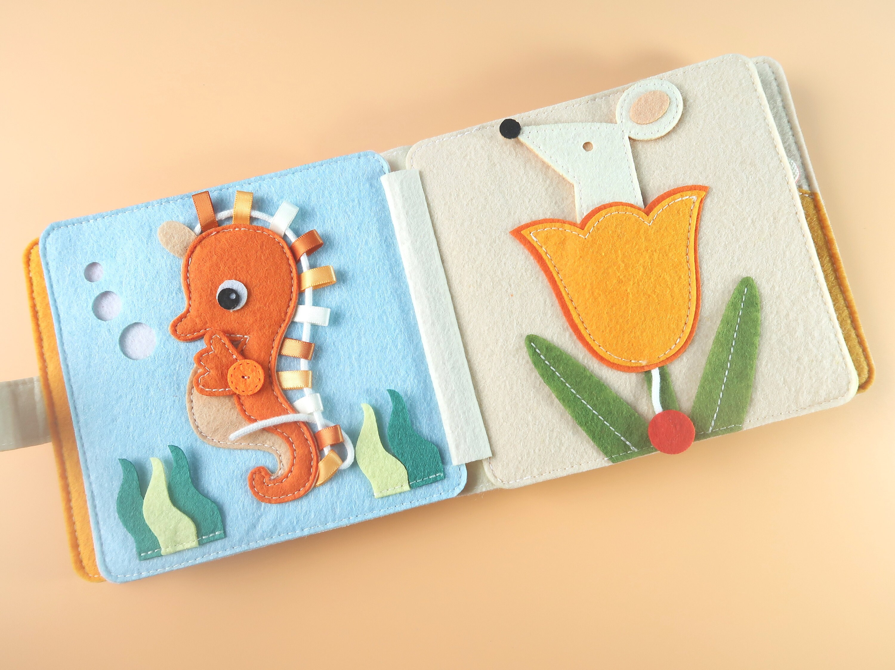 Personalized Handmade Mini Quiet Book, Brown Bear Book, Educational ...