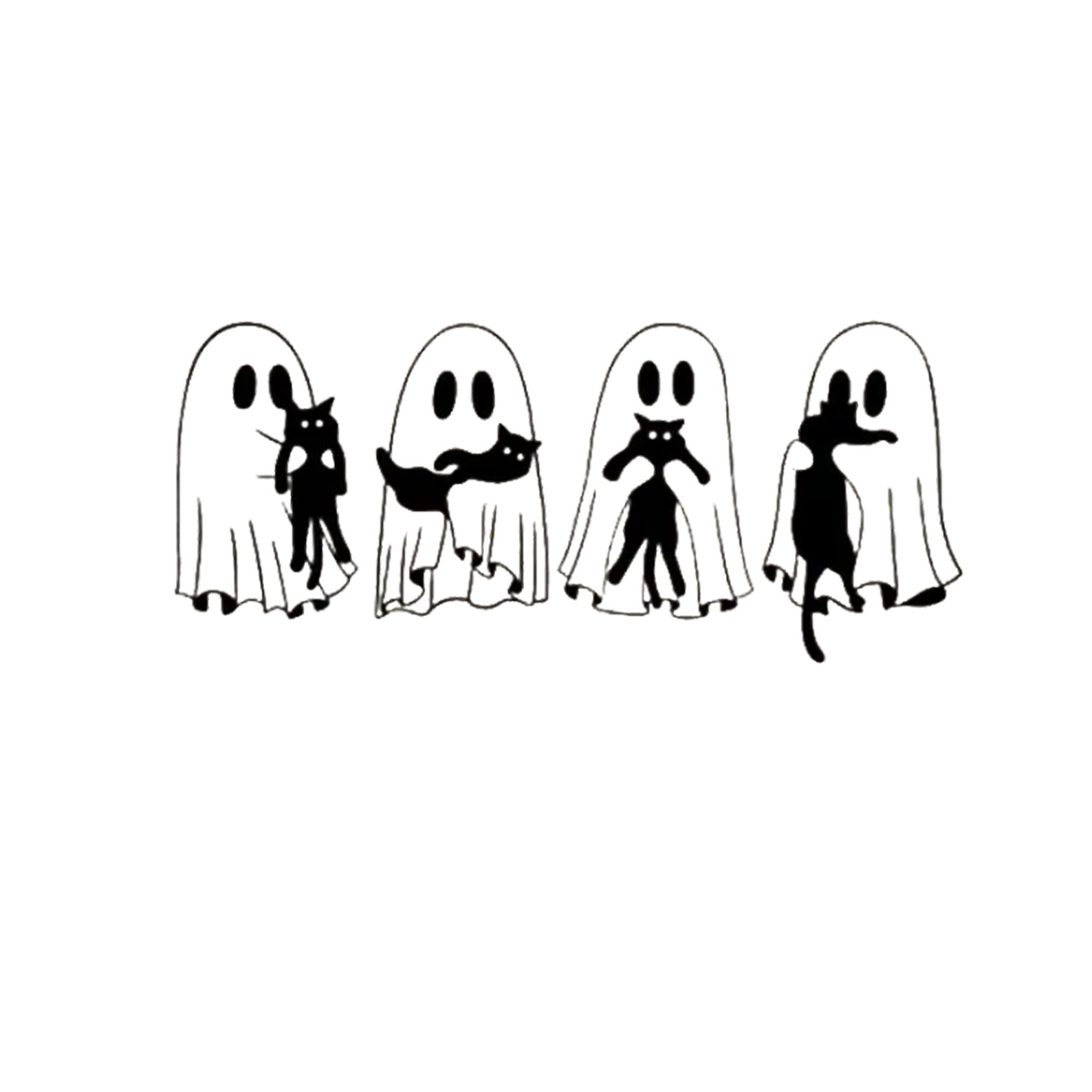 Ghosts With Cat Png, Cute Halloween Ghosts Png, Cat Lover Ghost Png ...