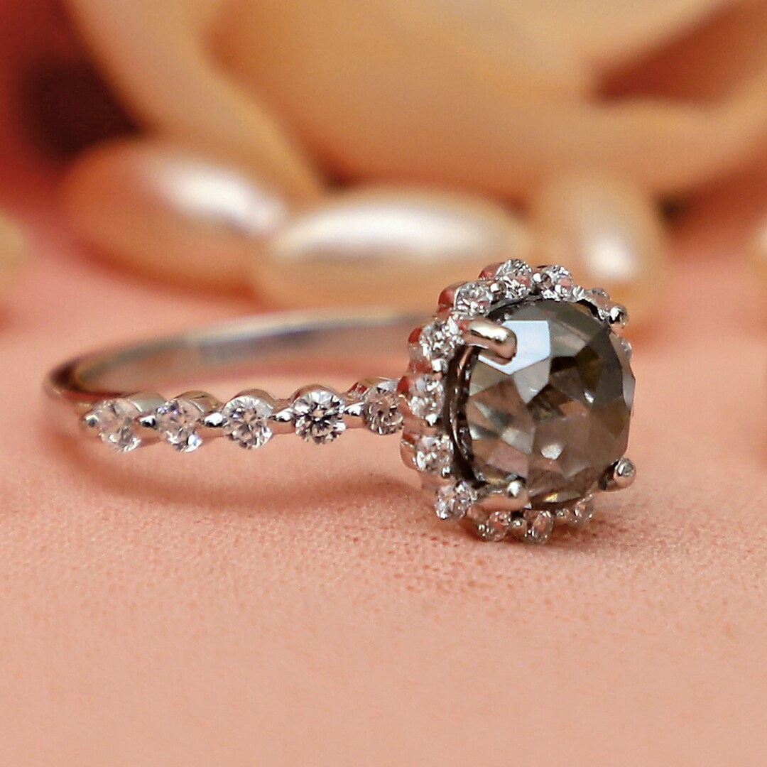 Salt and Pepper Ring 1.80ct Round Brilliant Shape Diamond Engagement ...