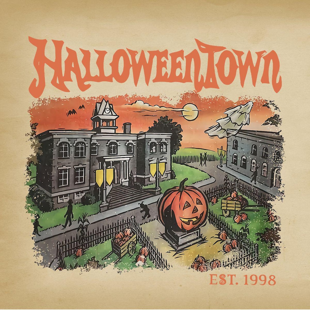 Vintage Halloween Town Est 1998 Png, Halloweentown Png, Pumpkin ...