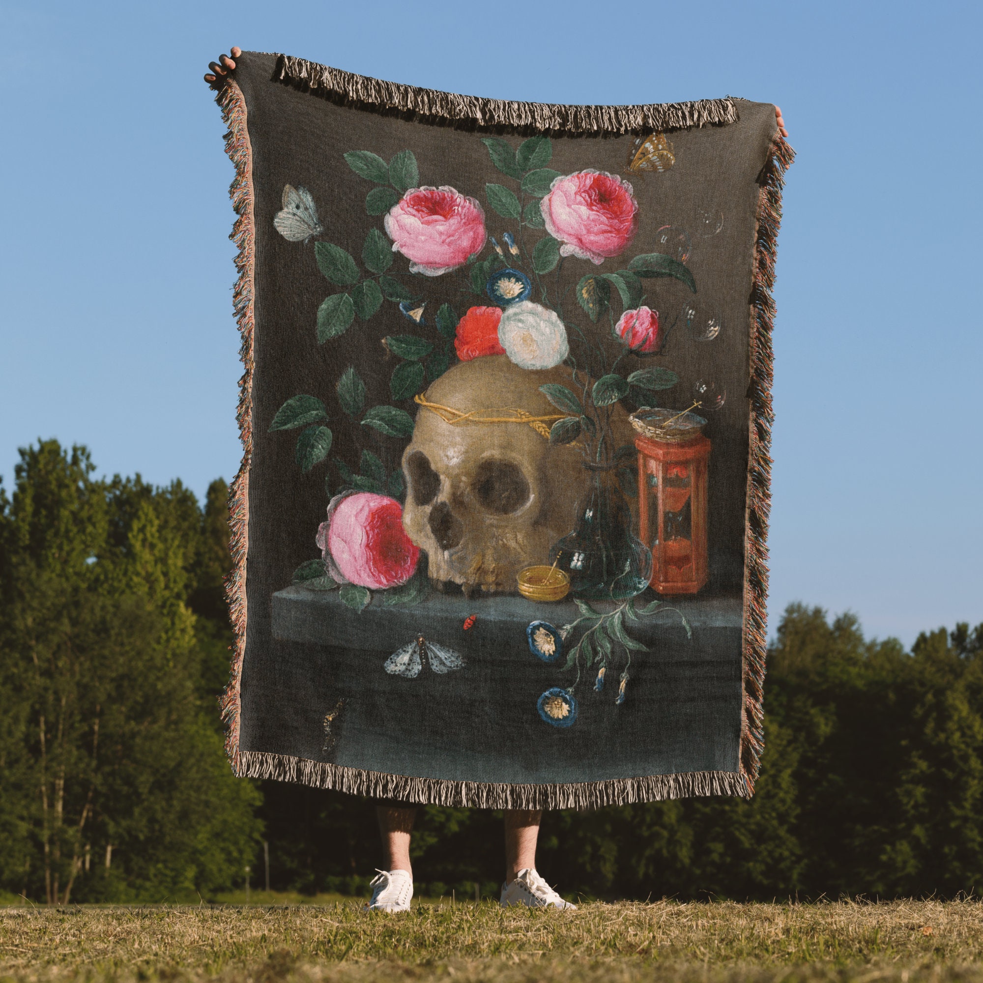 Vanitas Still Life Tapestry Blanket, Woven Wall Hanging Flemish Oil ...