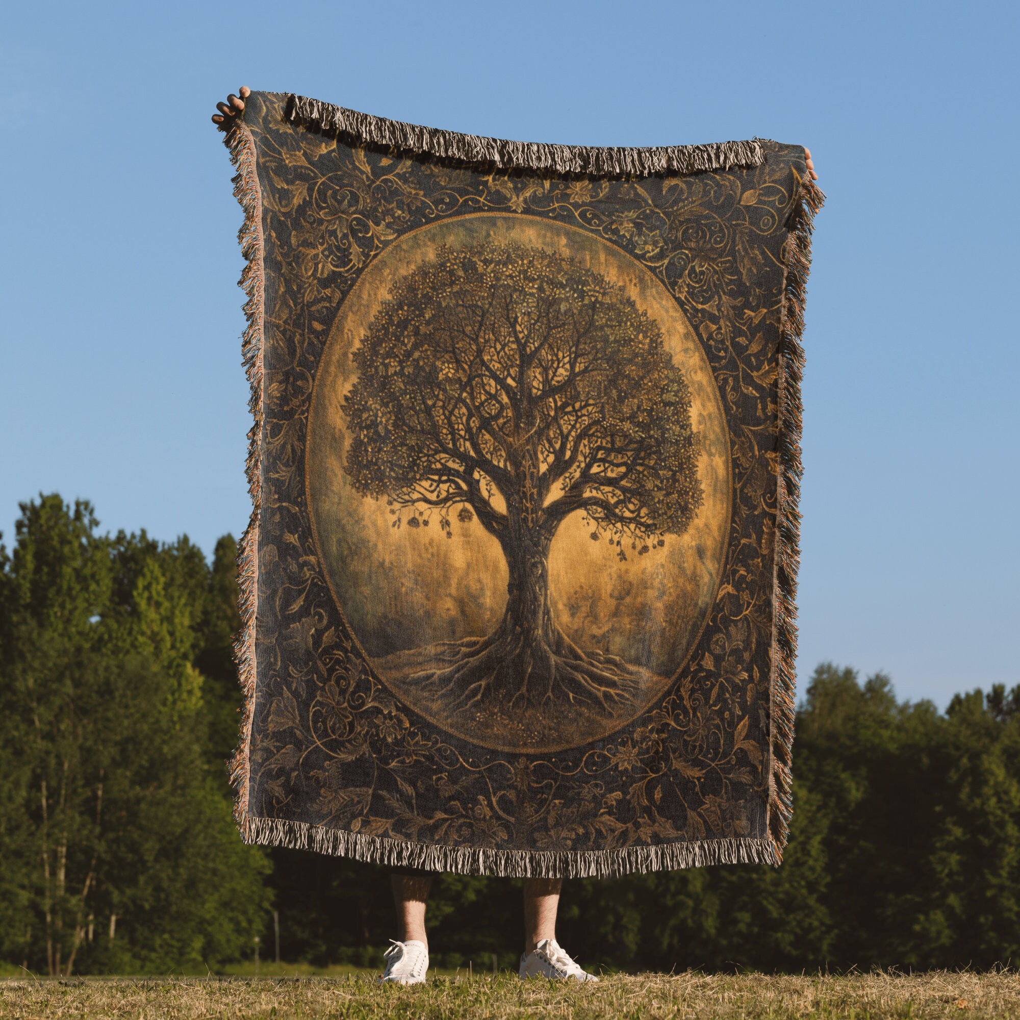 Celtic Tree of Life Tapestry Blanket, Woven Wall Hanging Medieval ...