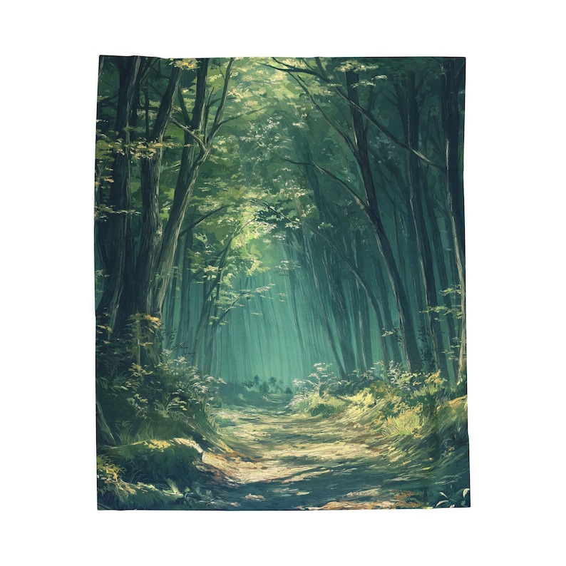 Studio Ghibli Style Enchanted Forest Woven Tapestry Blanket ...