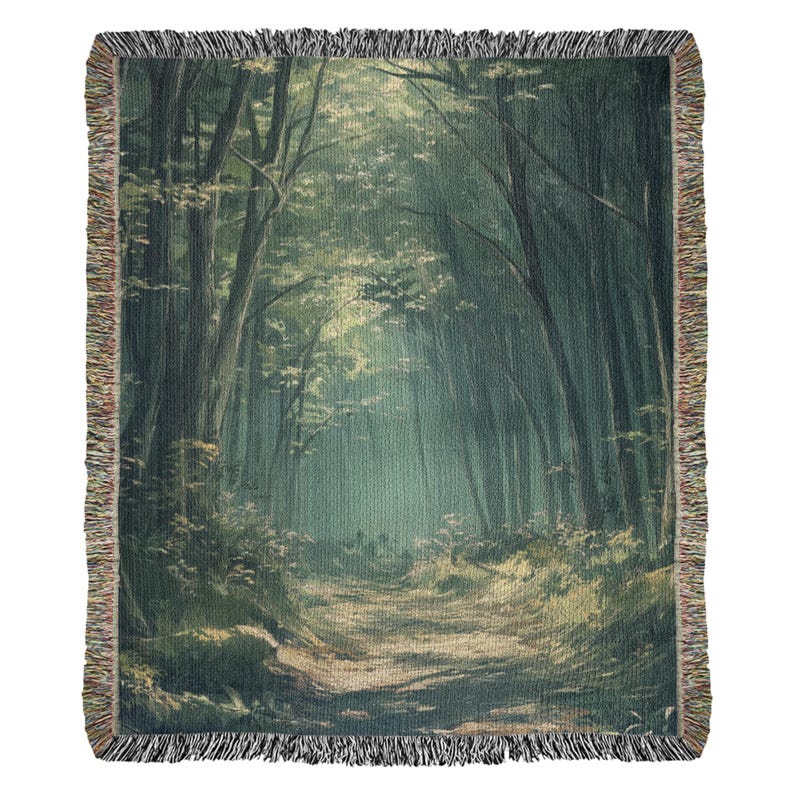 Studio Ghibli Style Enchanted Forest Woven Tapestry Blanket ...