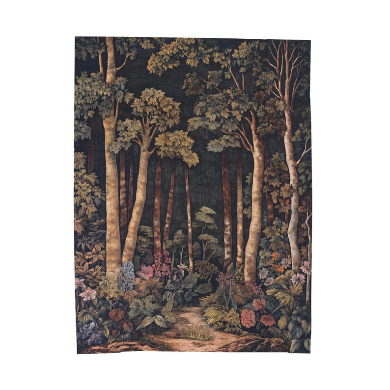 William Morris Style Forest Tapestry Blanket • Woven Wall Hanging ...