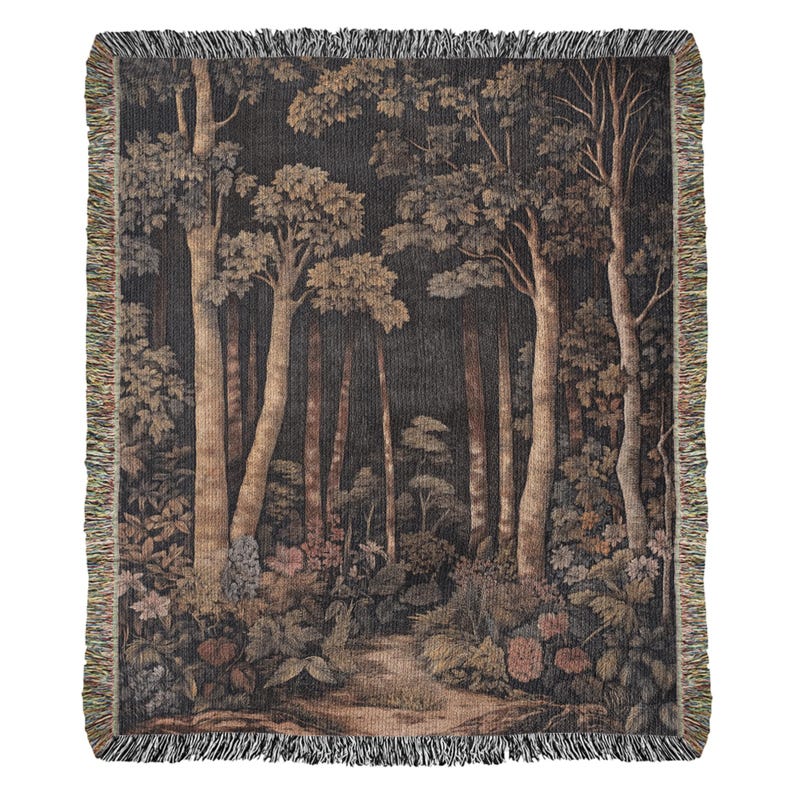William Morris Style Forest Tapestry Blanket • Woven Wall Hanging ...