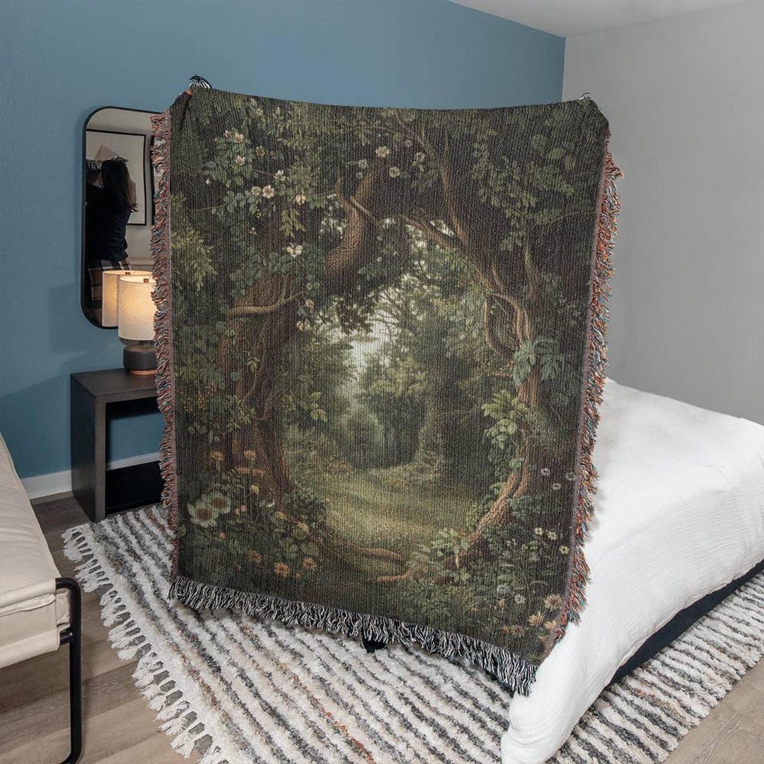 Enchanted Forest Tapestry Blanket • Woven Medieval Tapestry Wall ...