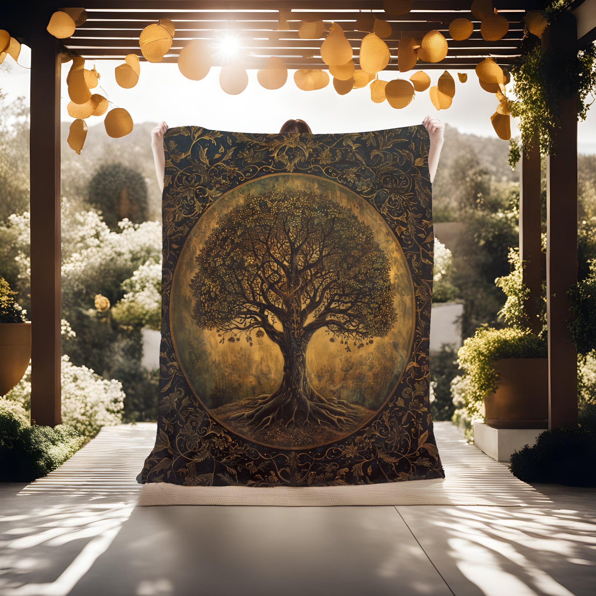 Celtic Tree of Life Tapestry Blanket, Woven Wall Hanging Medieval ...