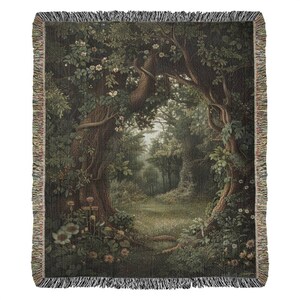 Enchanted Forest Tapestry Blanket • Woven Wall Hanging Aesthetic ...