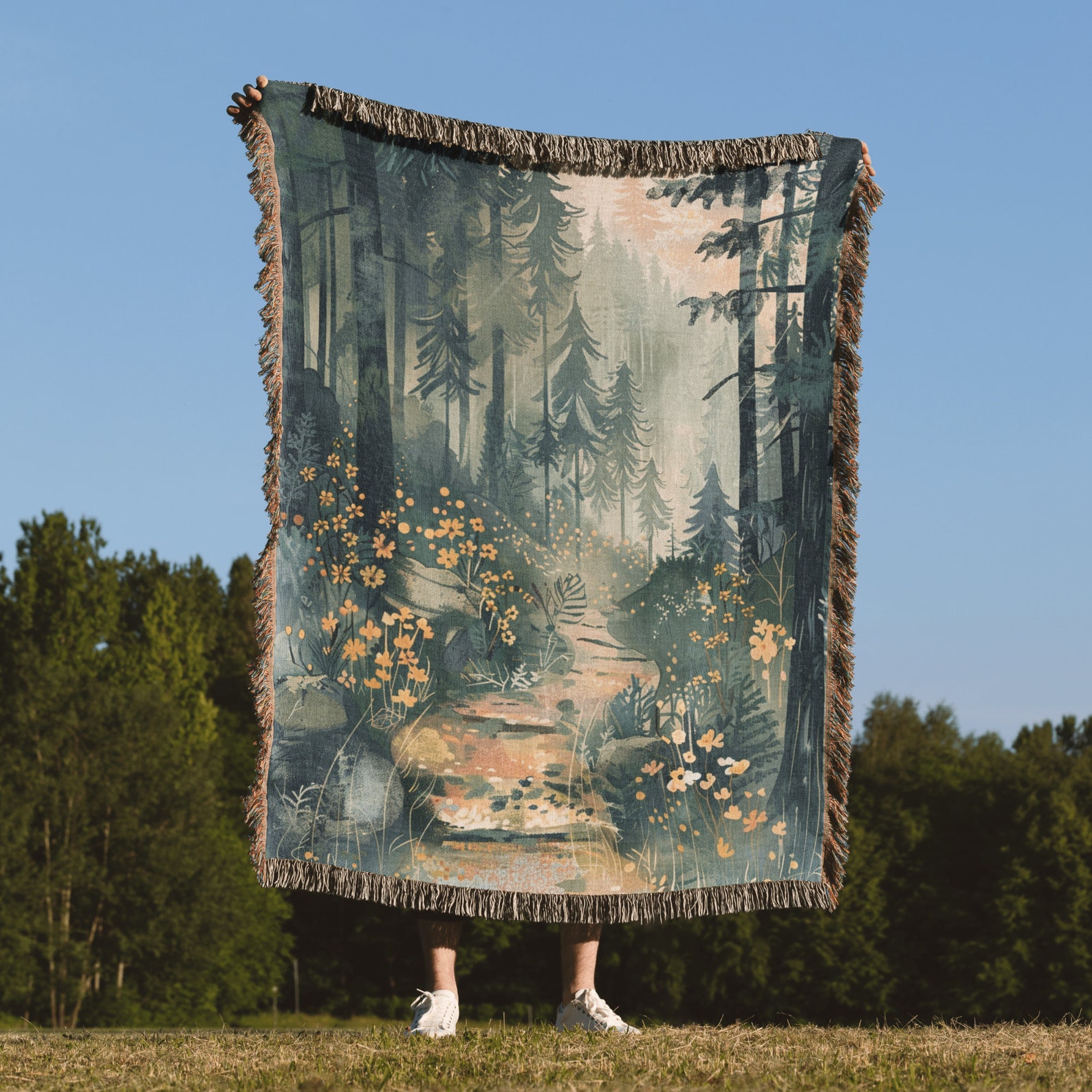 Frida Khalo Style Misty Forest Tapestry Blanket Woven Wall Hanging ...