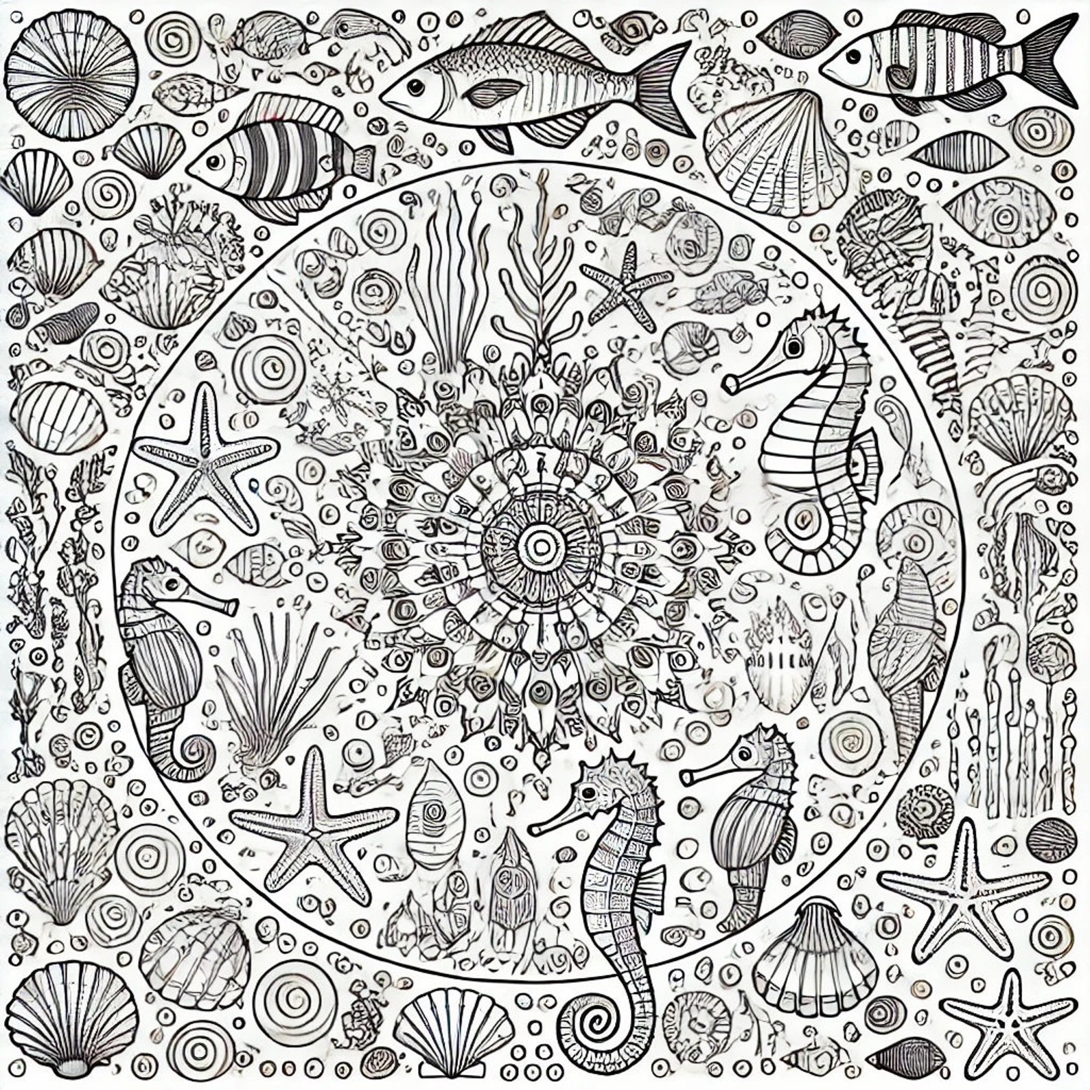 Adult Coloring Sea World - Etsy