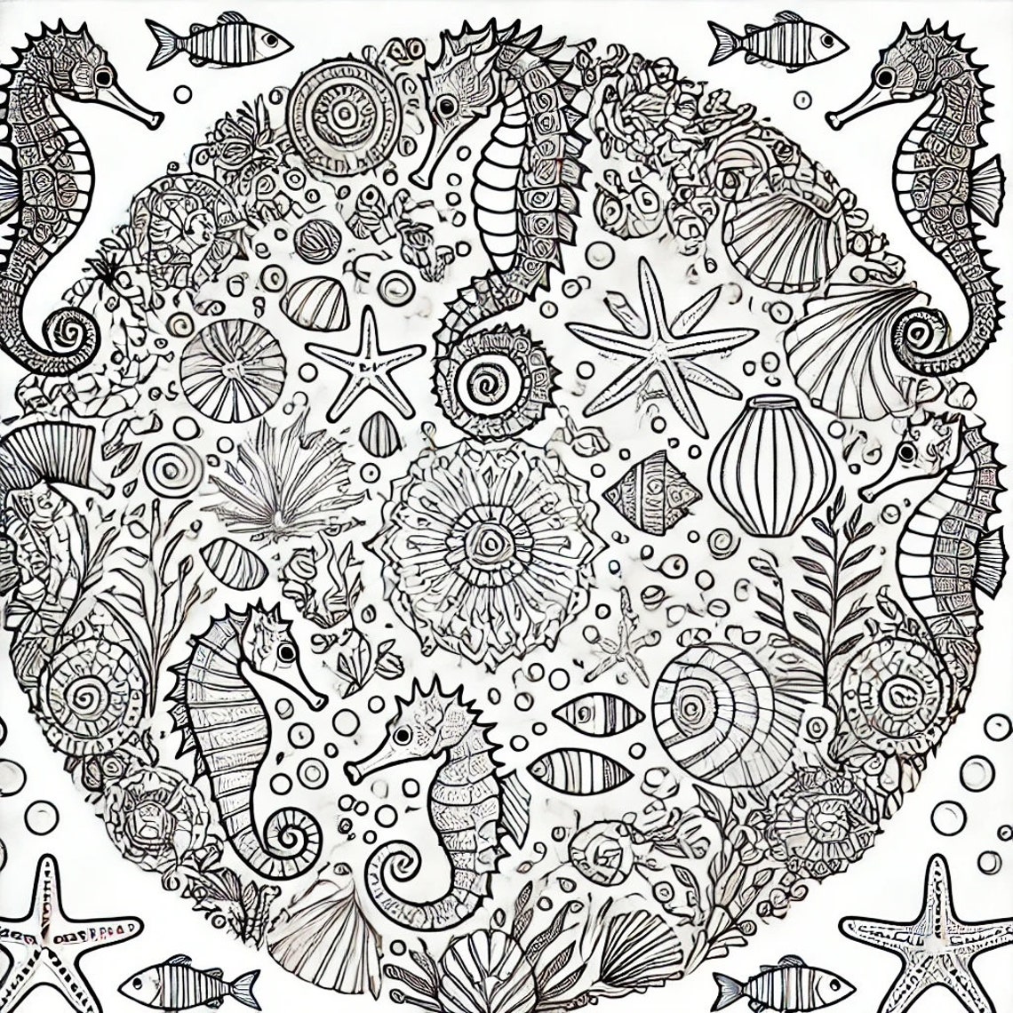 Adult Coloring Sea World - Etsy