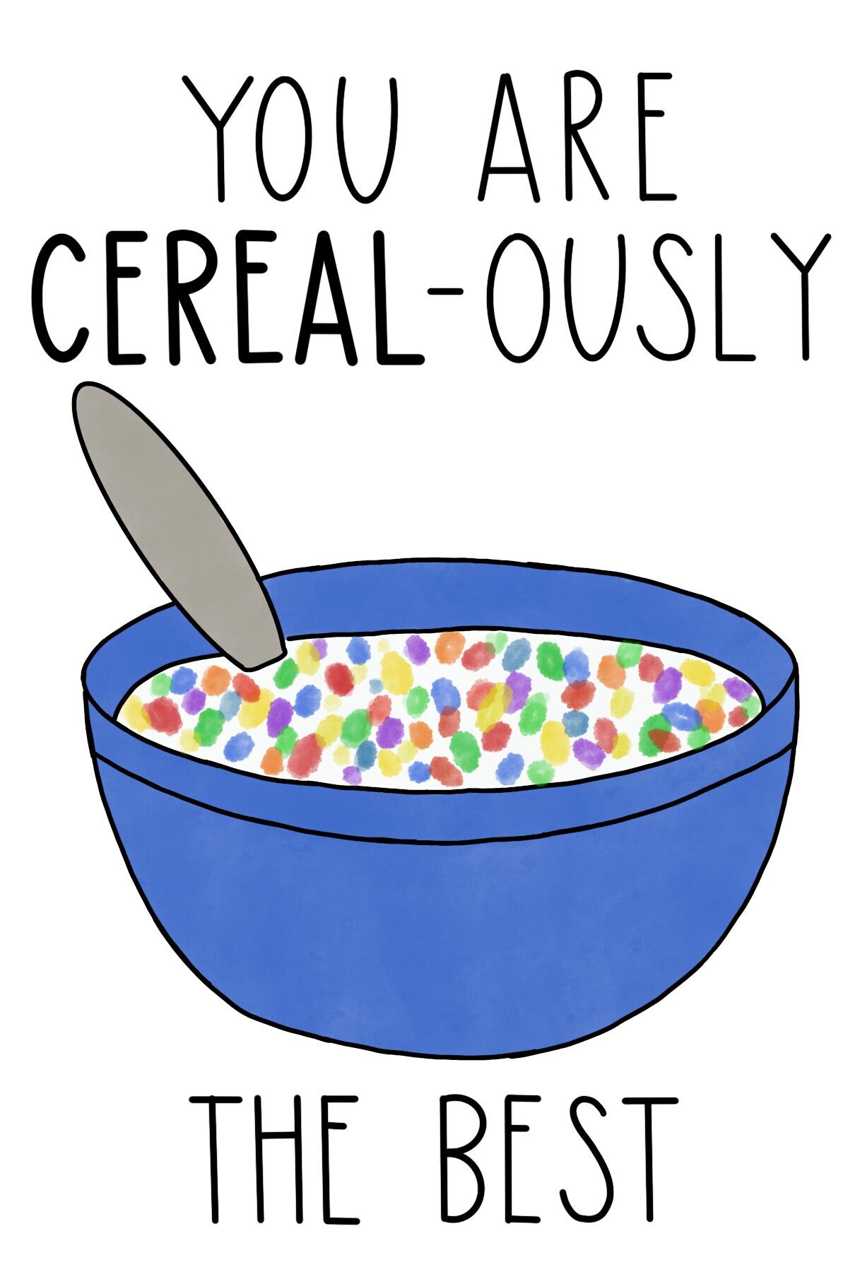 Printable Punny Greeting Card for Your Cereal Loving Bestie - Etsy