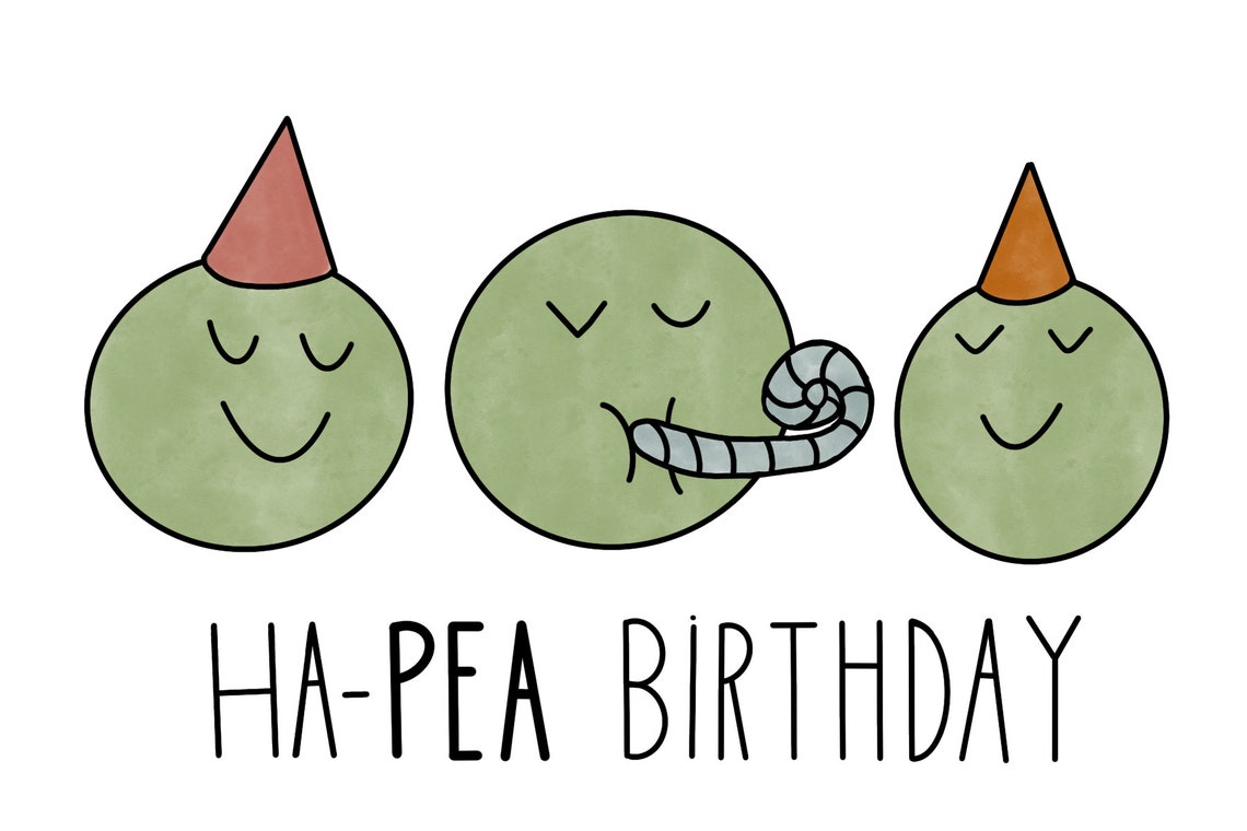 Printable Punny Birthday Card- Ha Pea Birthday - Etsy