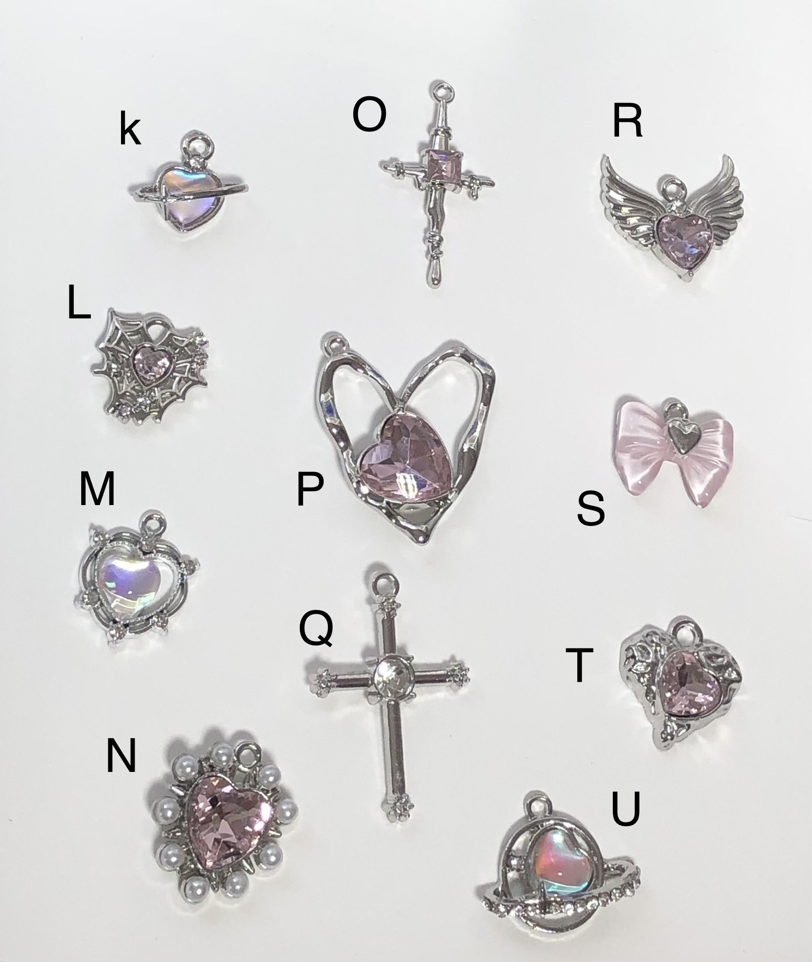 Y2k Pendant Charms, Silver Trendy Pink Jewelry, Handmade DIY Jewelry ...