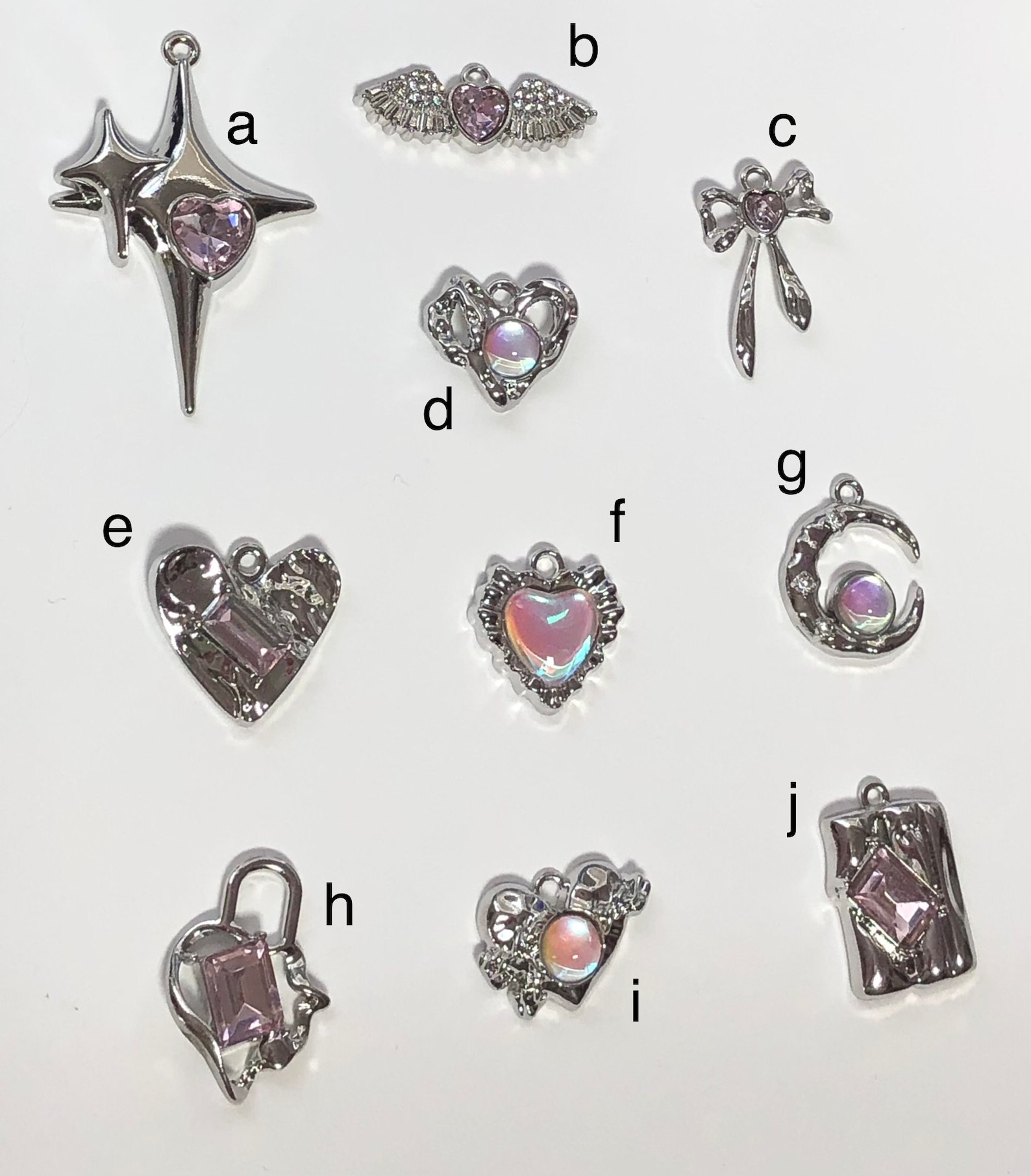 Y2k Pendant Charms, Silver Trendy Pink Jewelry, Handmade DIY Jewelry ...