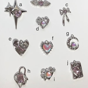Y2k Pendant Charms, Silver Trendy Pink Jewelry, Handmade DIY Jewelry ...