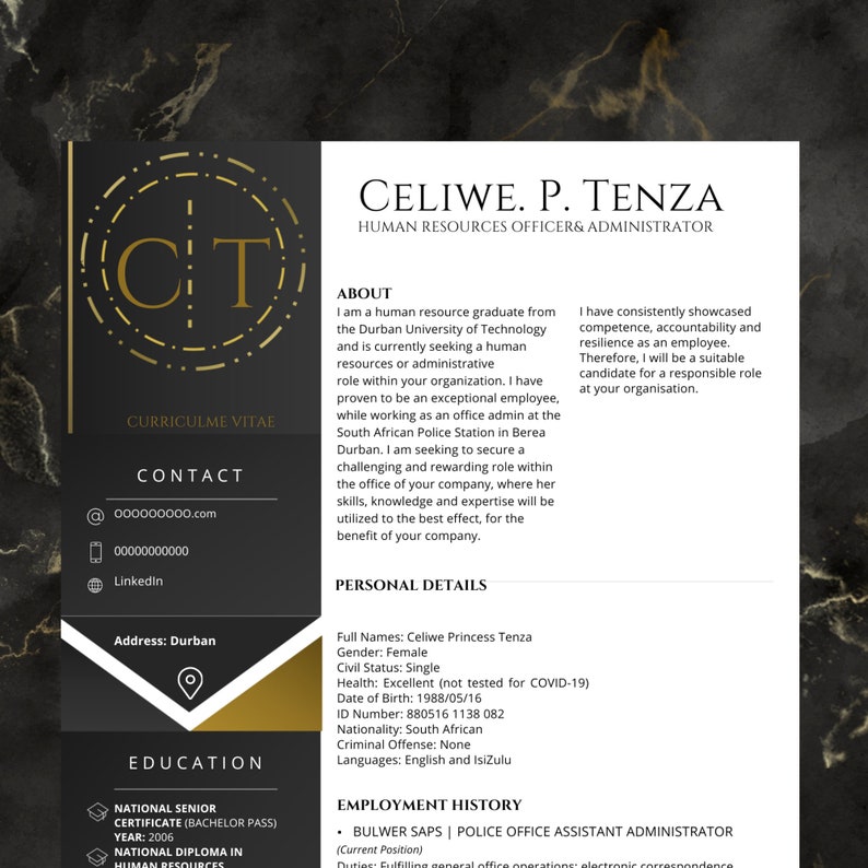 Canva CV Template Editable CV Printable Resume Professional Resume ...