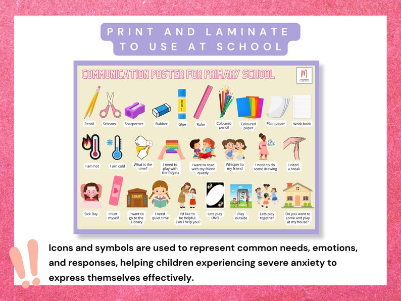 Communication Poster for Primary School Girls Aged 5-10, Selective ...