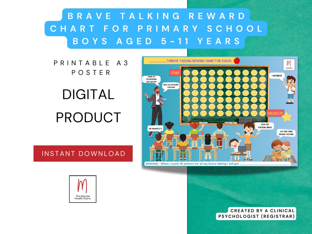 Brave Talking Reward Chart for Primary School Boys Aged 5-11 Years ...