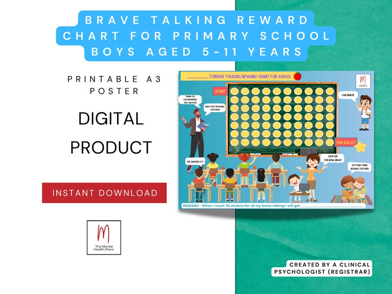 Brave Talking Reward Chart for Primary School Boys Aged 5-11 Years ...