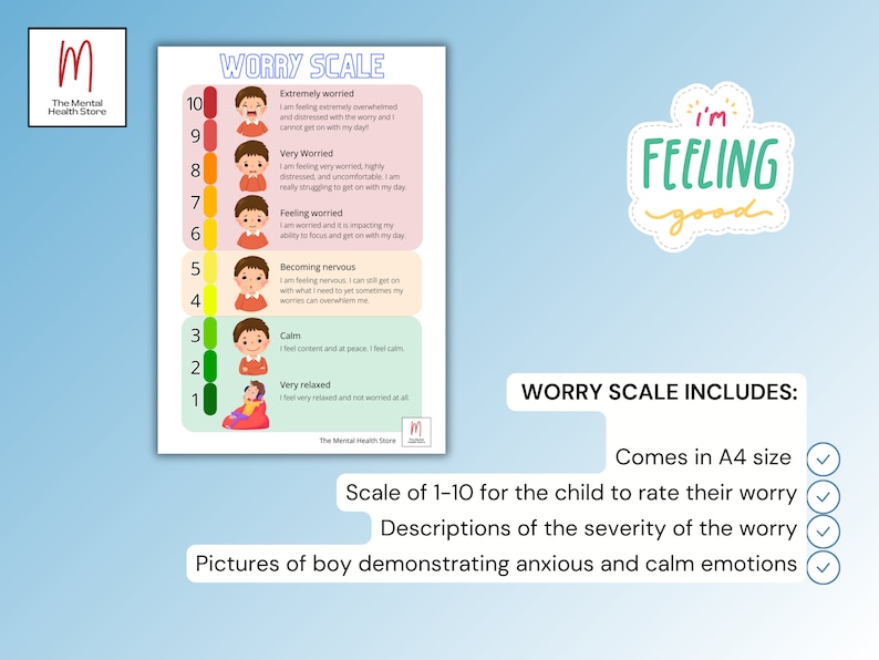Worry Scale for Boys, Worry Thermometer, Printable Feelings Poster - Etsy