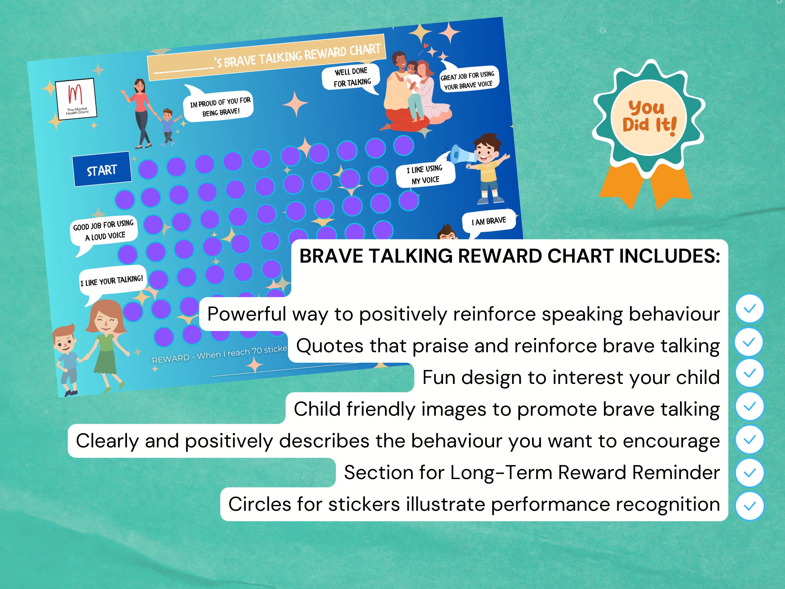 Brave Talking Reward Chart for Boys, Selective Mutism Chart, Reward ...
