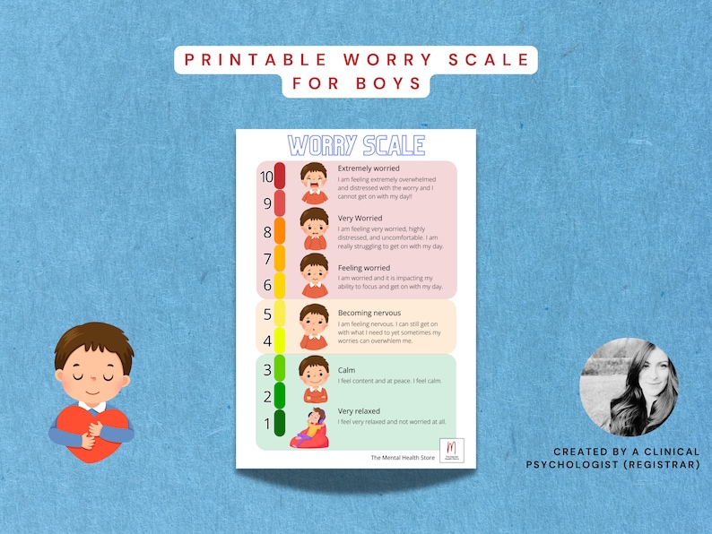 Worry Scale for Boys, Worry Thermometer, Printable Feelings Poster - Etsy