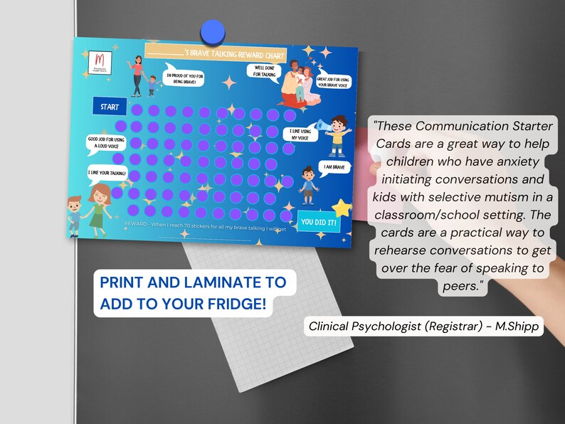 Brave Talking Reward Chart for Boys, Selective Mutism Chart, Reward ...