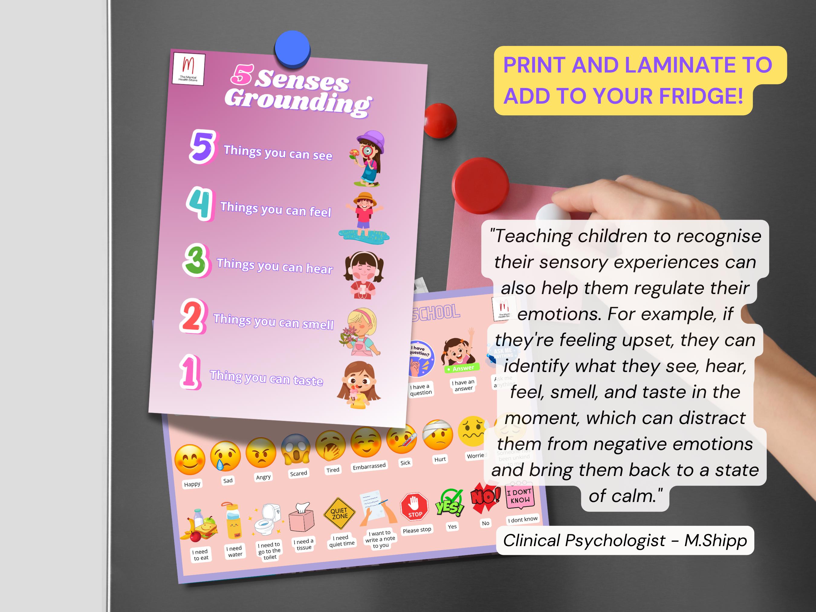 5 Senses Grounding Poster for Girls to Help With Emotional Regulation ...
