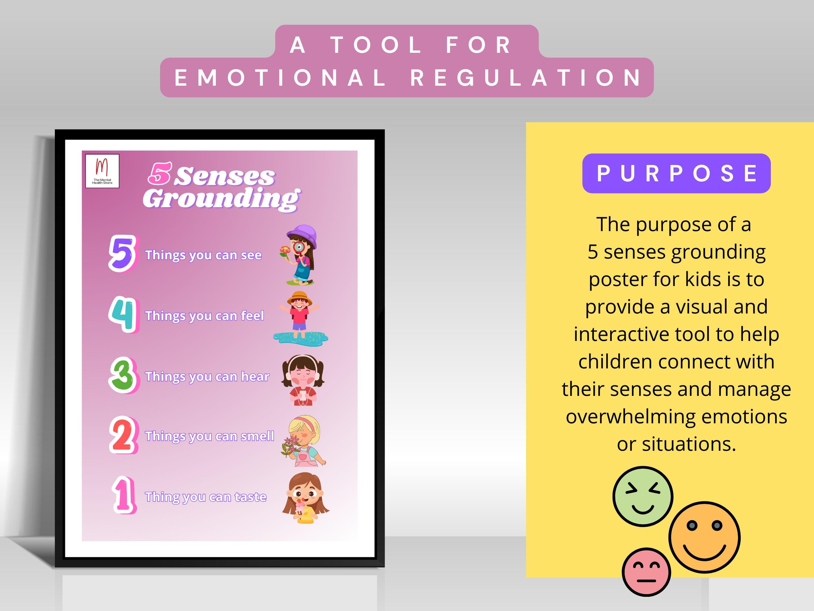 5 Senses Grounding Poster for Girls to Help With Emotional Regulation ...