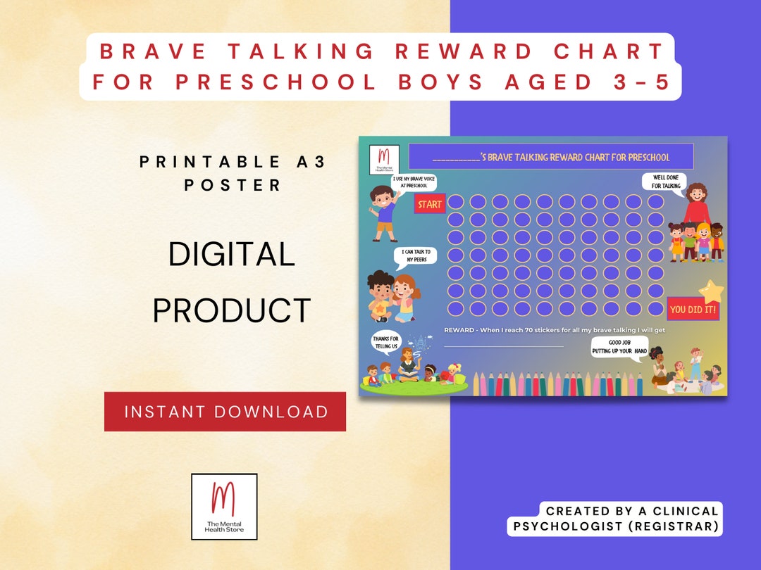 Brave Talking Reward Chart for Preschool Boys Aged 3-5, Selective ...