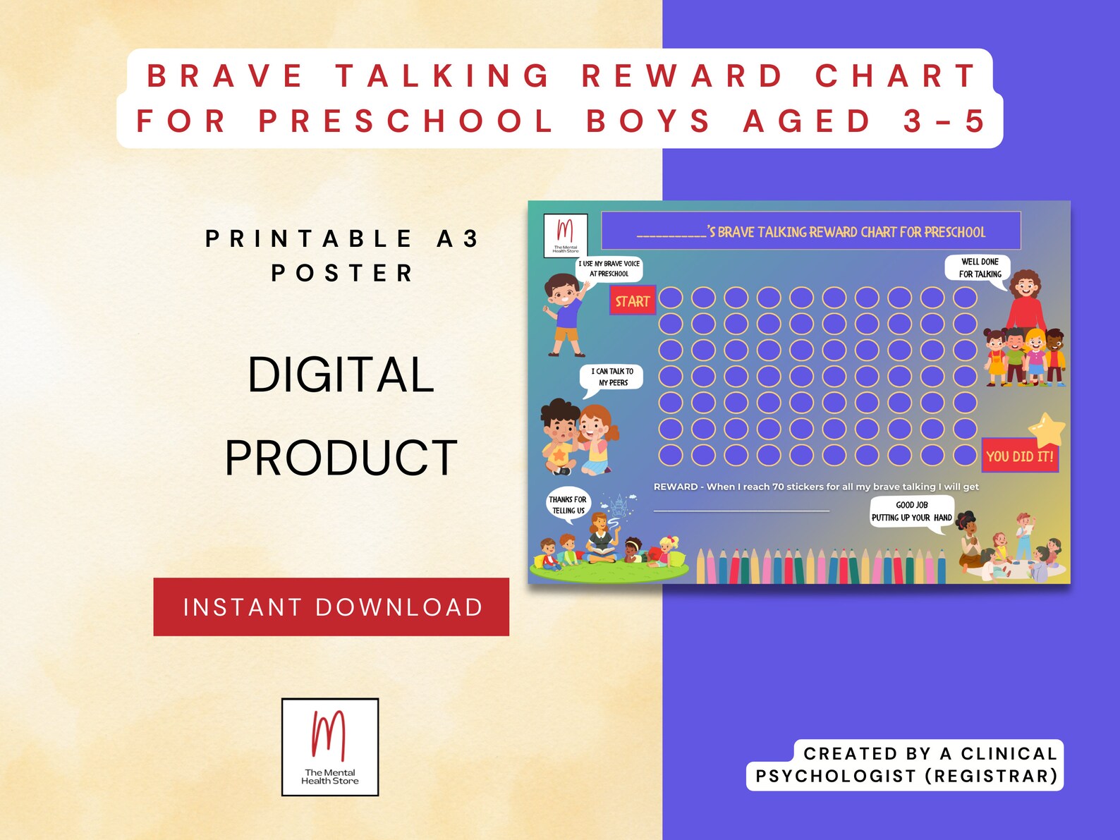 Brave Talking Reward Chart for Preschool Boys Aged 3-5, Selective ...