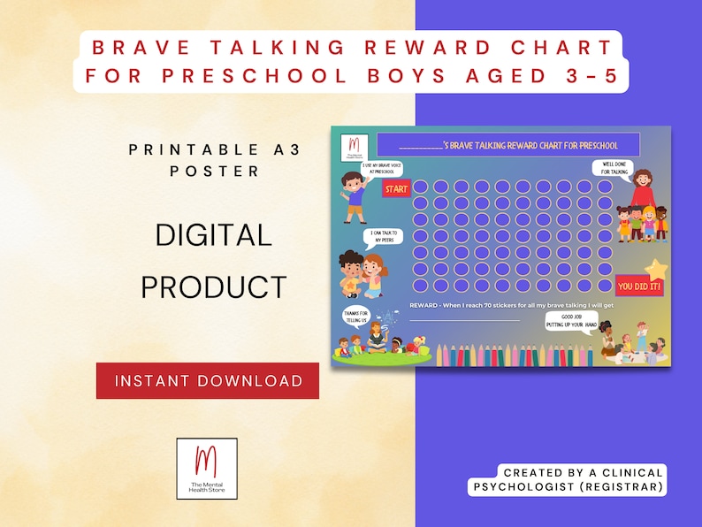 Brave Talking Reward Chart for Preschool Boys Aged 3-5, Selective ...