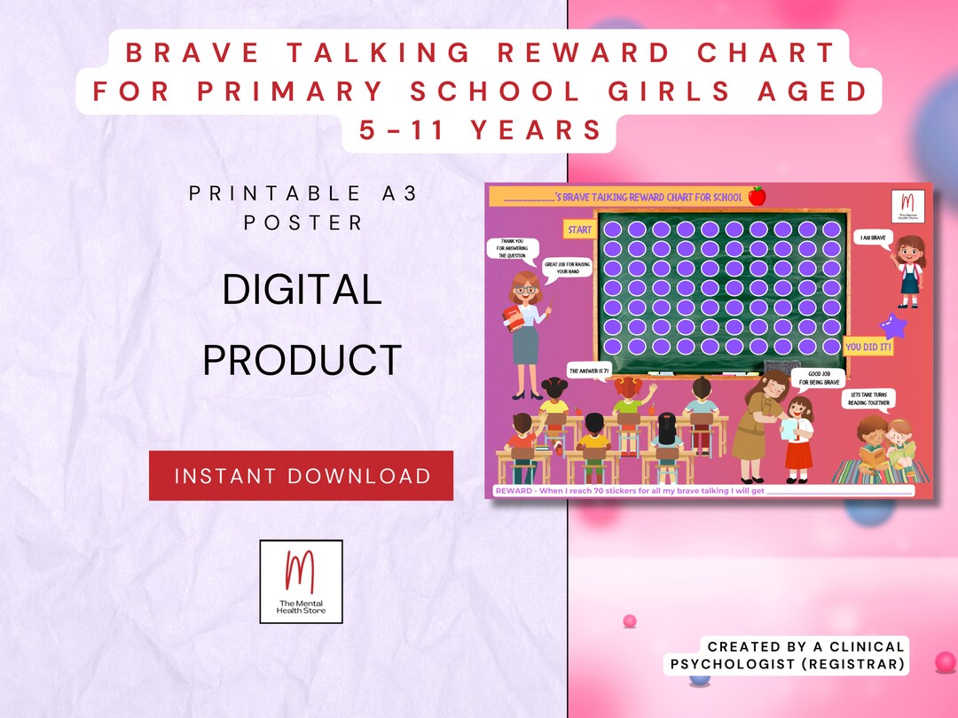Brave Talking Reward Chart for Primary School Girls Aged 5-11 Years ...