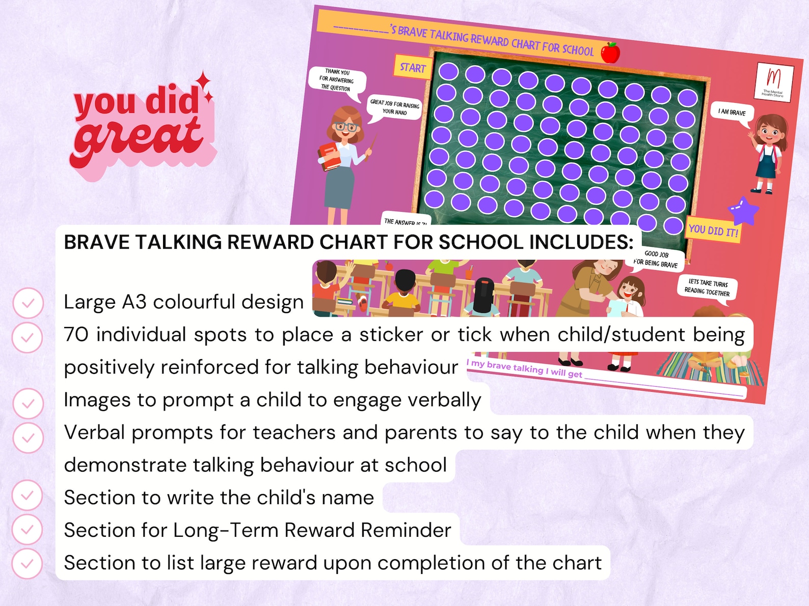 Brave Talking Reward Chart for Primary School Girls Aged 5-11 Years ...