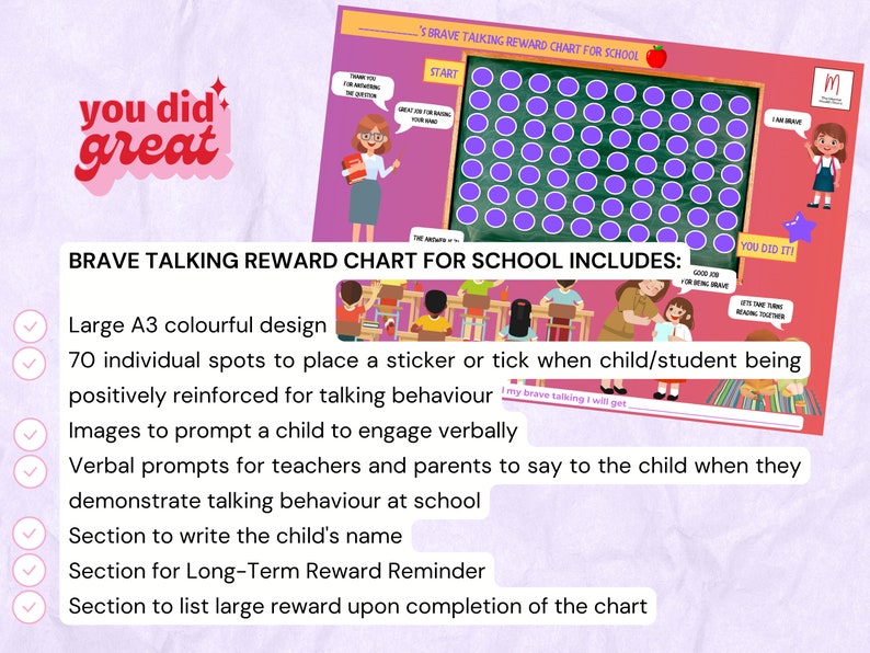 Brave Talking Reward Chart for Primary School Girls Aged 5-11 Years ...