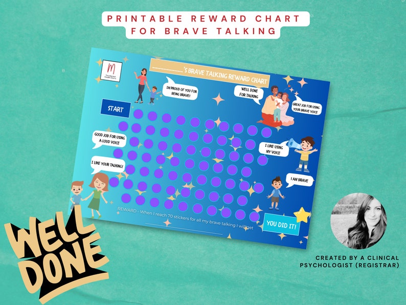 Brave Talking Reward Chart for Boys, Selective Mutism Chart, Reward ...