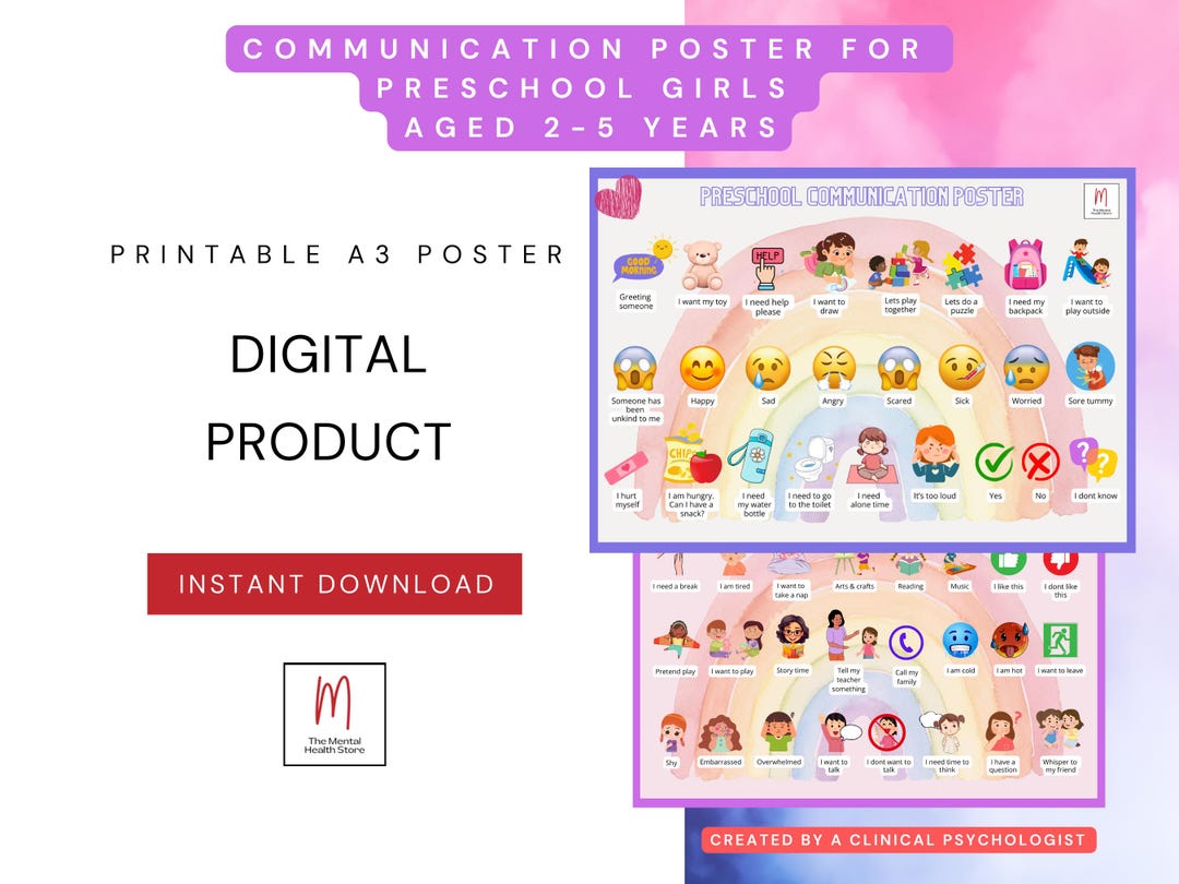 Communication Poster for Preschool Girls Aged 3-5years, Selective ...