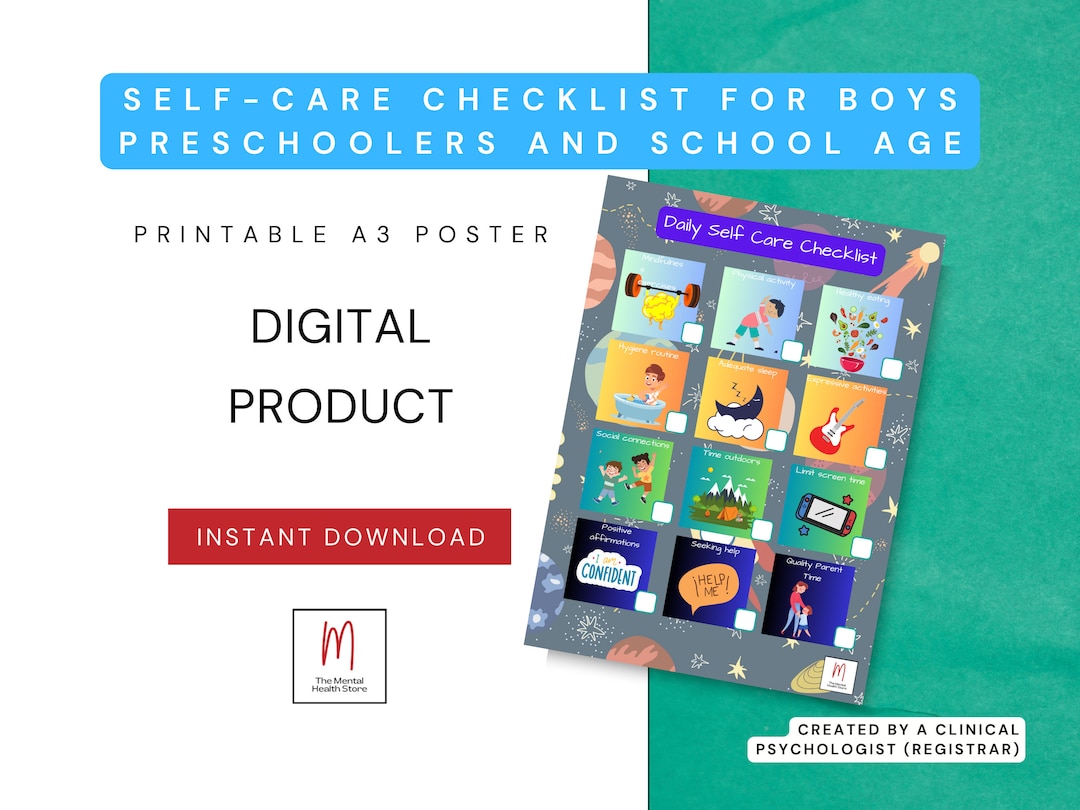 Self-care Checklist for Pre-school and School Aged Boys From 3-9yrs ...
